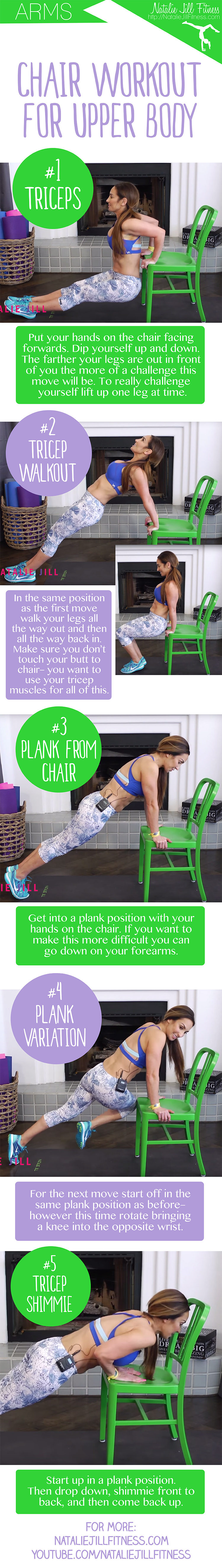 5 Minute Beginner Chair Workout for Upper Body - VIDEO - Natalie Jill ...