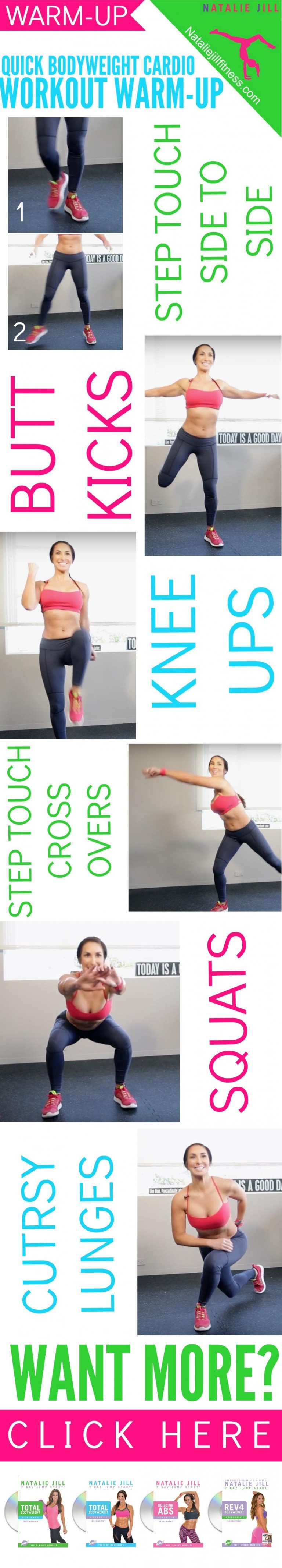 Quick Bodyweight Cardio Workout Warmup - video - Natalie Jill